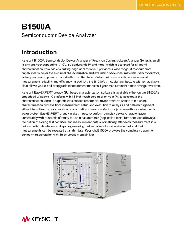 B1500A Semiconductor Device Analyzer PDF Asset Page | Keysight